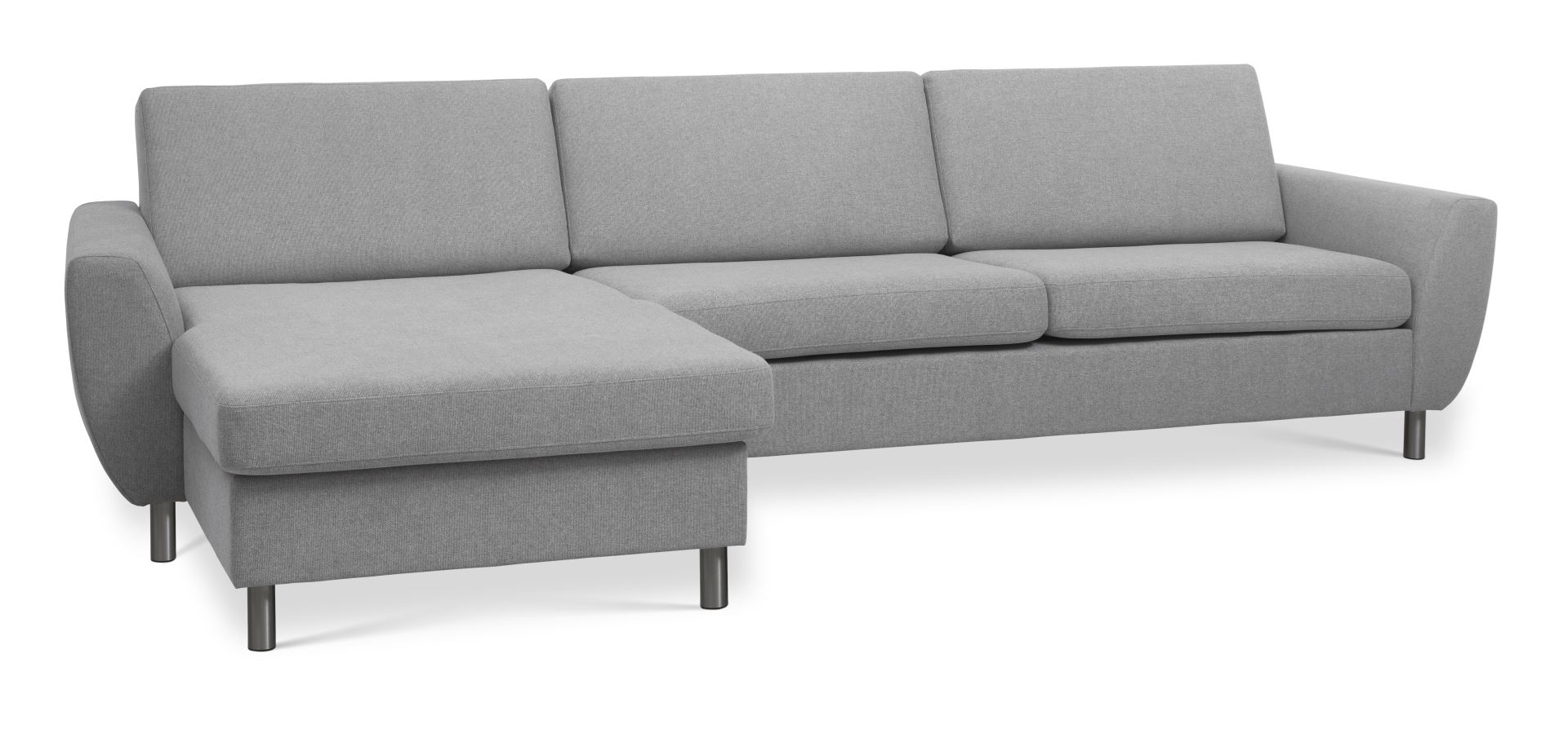Wendy set 8 3D XL sofa, m. chaiselong - gr polyester stof og brstet aluminium - Sofur við ...