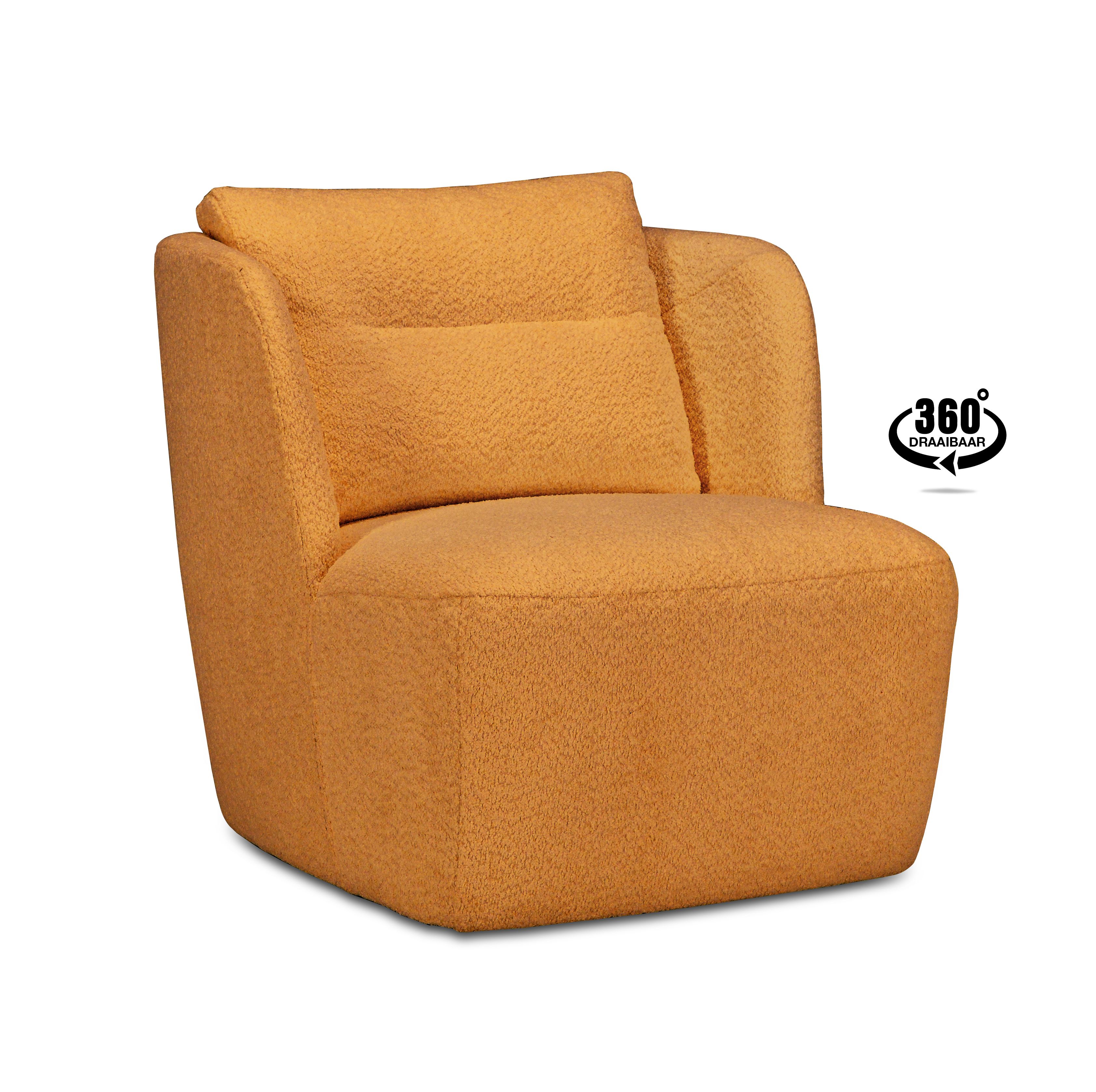 Elliot lounge drejestol, m. armlæn - guld polyester stof - Stólar sum ...